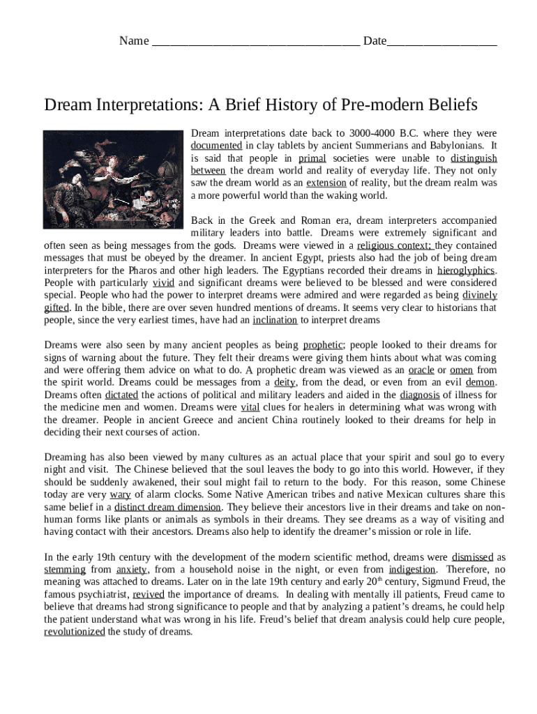 A Babylonian Dream Tablet on the Interpretation of Dreams Doc Template ...