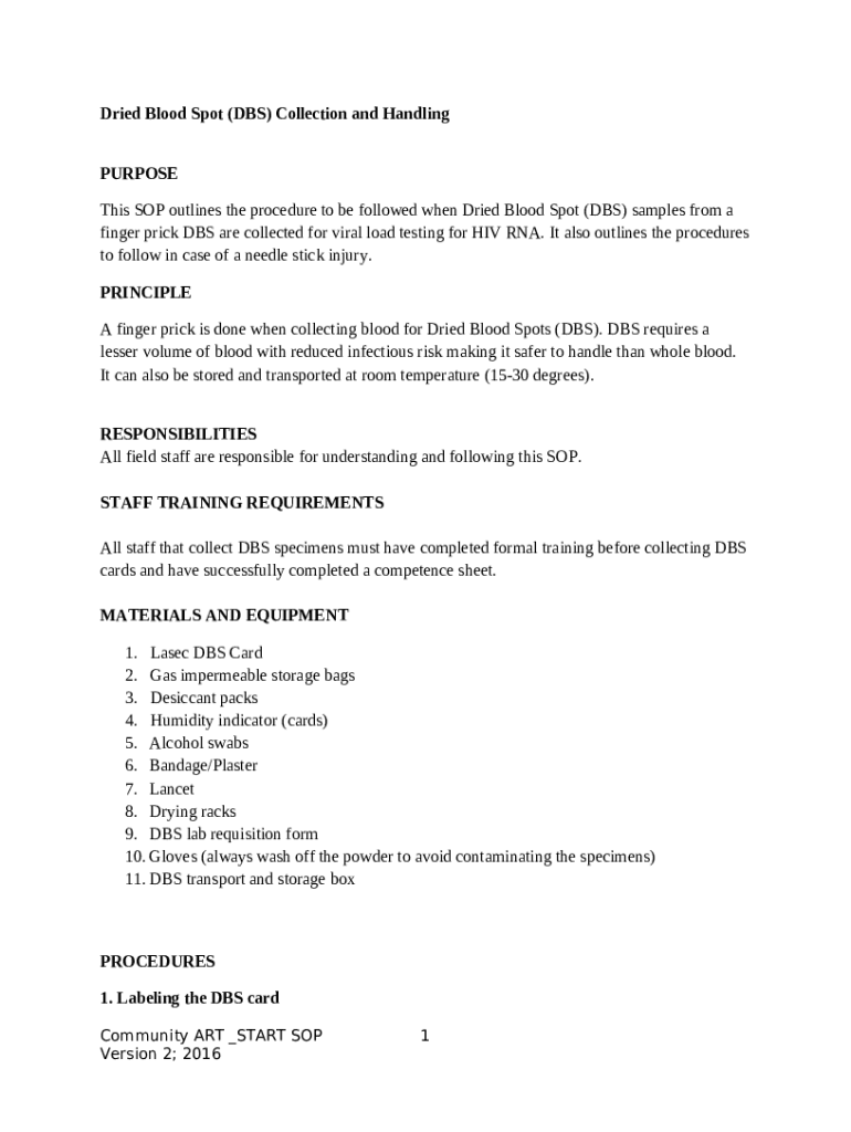 Sample DBS SOP Doc Template | pdfFiller