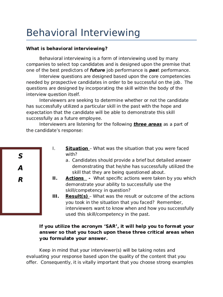 Behavioral Interviewing: Definition & 42 Sample Questions - cafnr ...