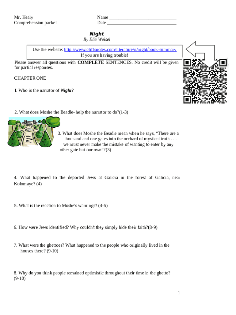 Narrator Eliezer in Night by Elie WieselCharacter & Analysis Doc ...