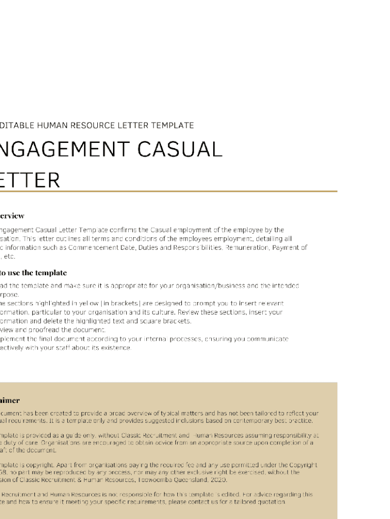 Sample Employee Engagement Letter Doc Template | pdfFiller