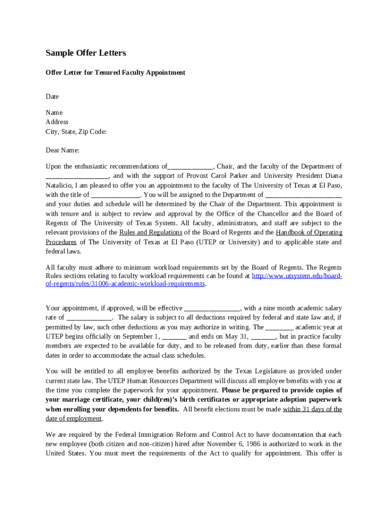 Faculty Appointments & ReviewAppendix C: Sample Letter ... Doc Template | pdfFiller