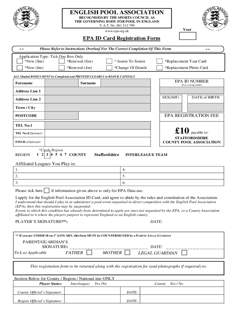 Fillable Online Fillable Online epa org EPA ID Card Registration Form ...