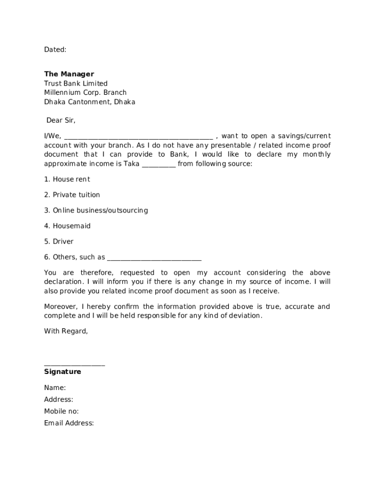 Account Opening Application - Trust Bank Doc Template | pdfFiller