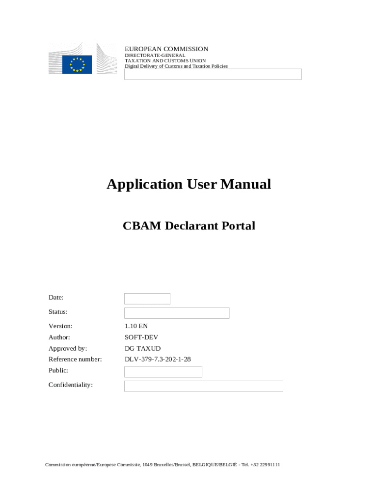 Application User Manual. CBAM Declarant Portal Doc Template | pdfFiller