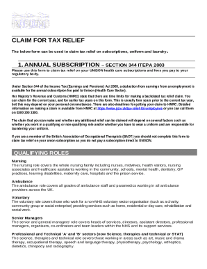 Claim tax relief for your job expenses: Overview Doc Template | pdfFiller