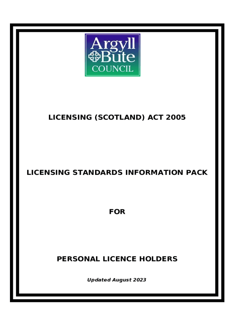 Licensing Standards Ination Pack for Personal Licence ... Doc Template ...