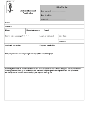 Applying for Field Placement (Practicum and Internship) Doc Template | pdfFiller