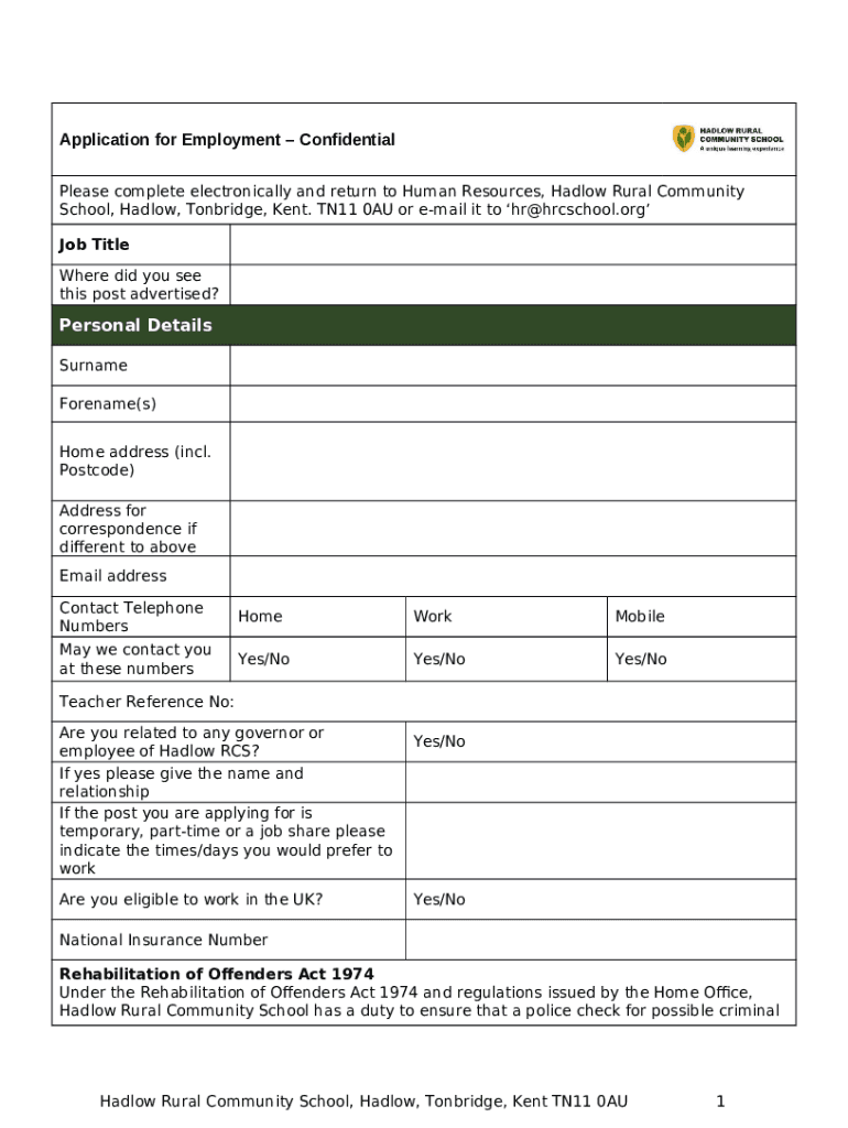 Hadlow Rural Community School - Statutory Ination Doc Template | pdfFiller