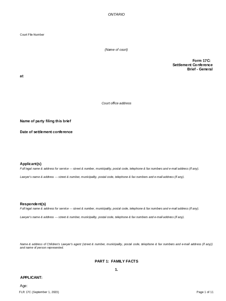 Mandatory Settlement Conference Statement - ontariocourts on Doc ...