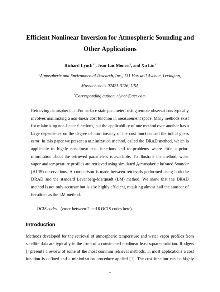 The retrieval of atmospheric state parameters is typically accomplished by minimizing a cost ...
