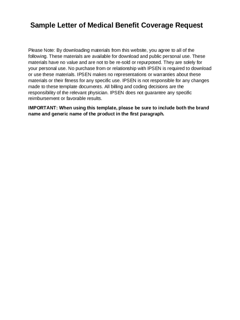 Sample Letter of Medical Benefit Coverage Request Doc Template | pdfFiller Sample Letter of Medical Benefit Coverage Request Doc Template | pdfFiller