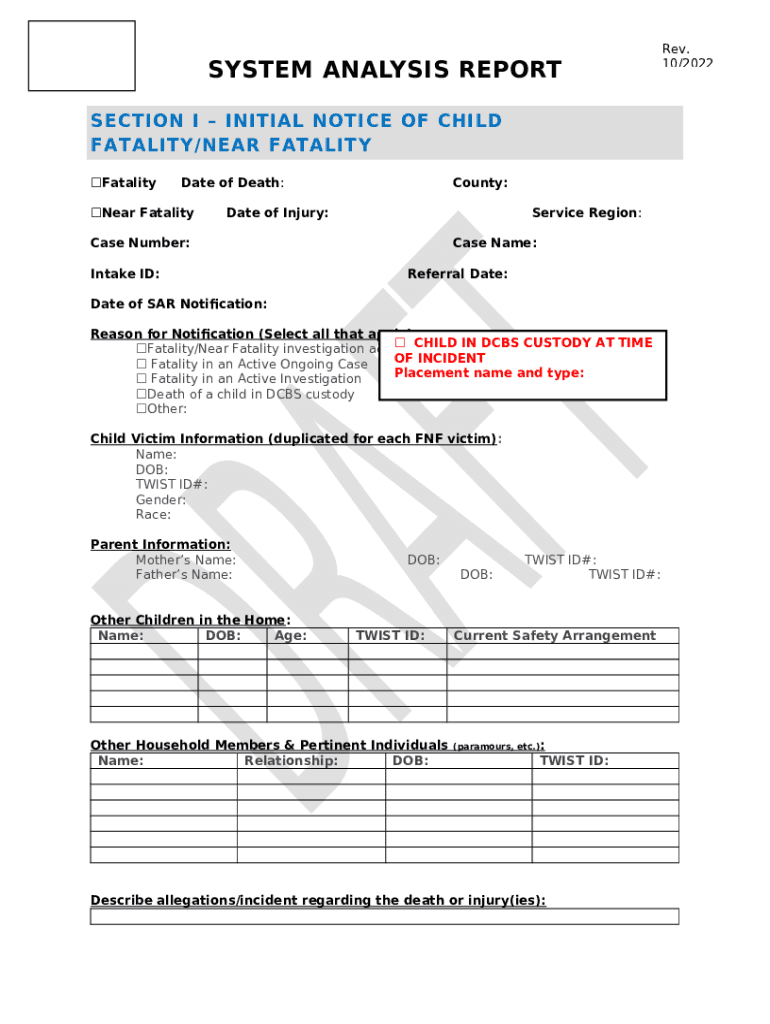 Reporting and Recording Child Fatalities and Near Fatalities Doc ...