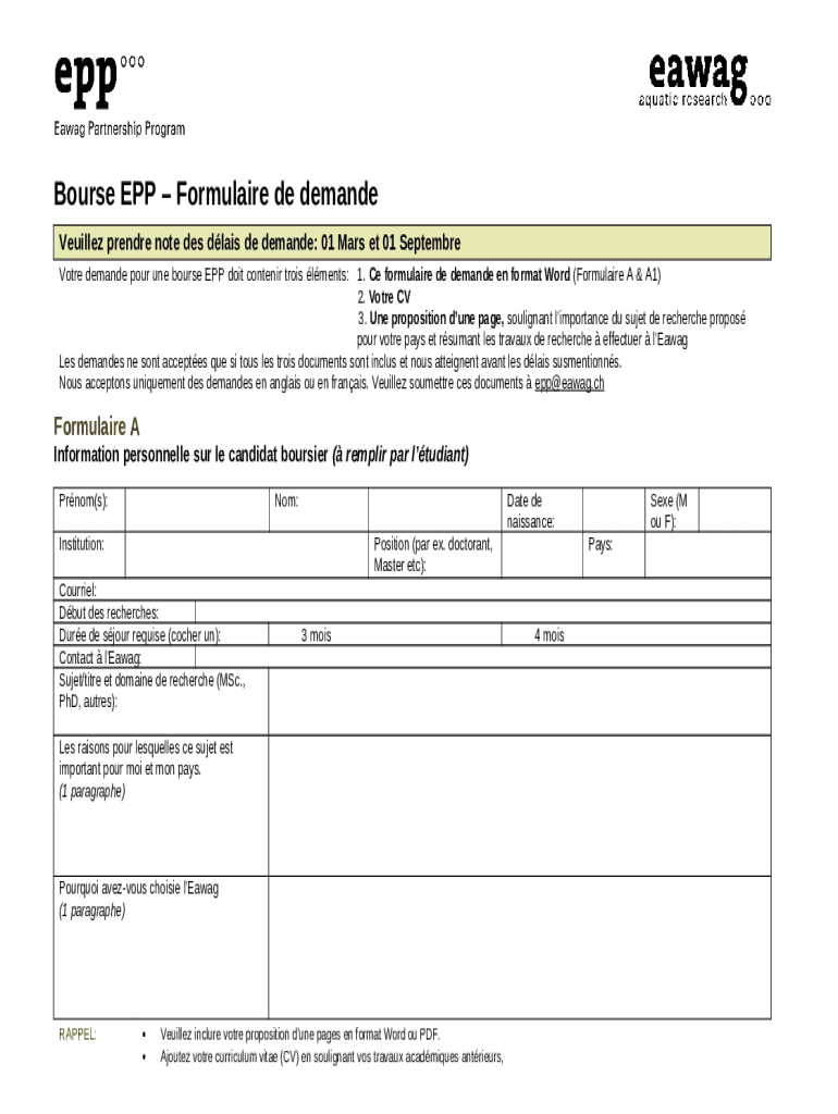 EPP - Application Doc Template | pdfFiller