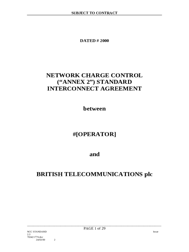NCC Standard Interconnect Agreement. Main Body Doc Template | pdfFiller