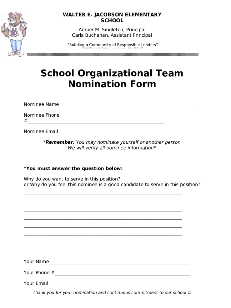 Awards and Recognition Ceremony Nomination Doc Template | pdfFiller