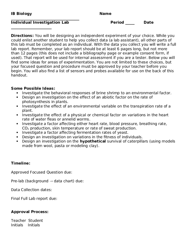 IB Internal Assessment Student Guide Doc Template | pdfFiller