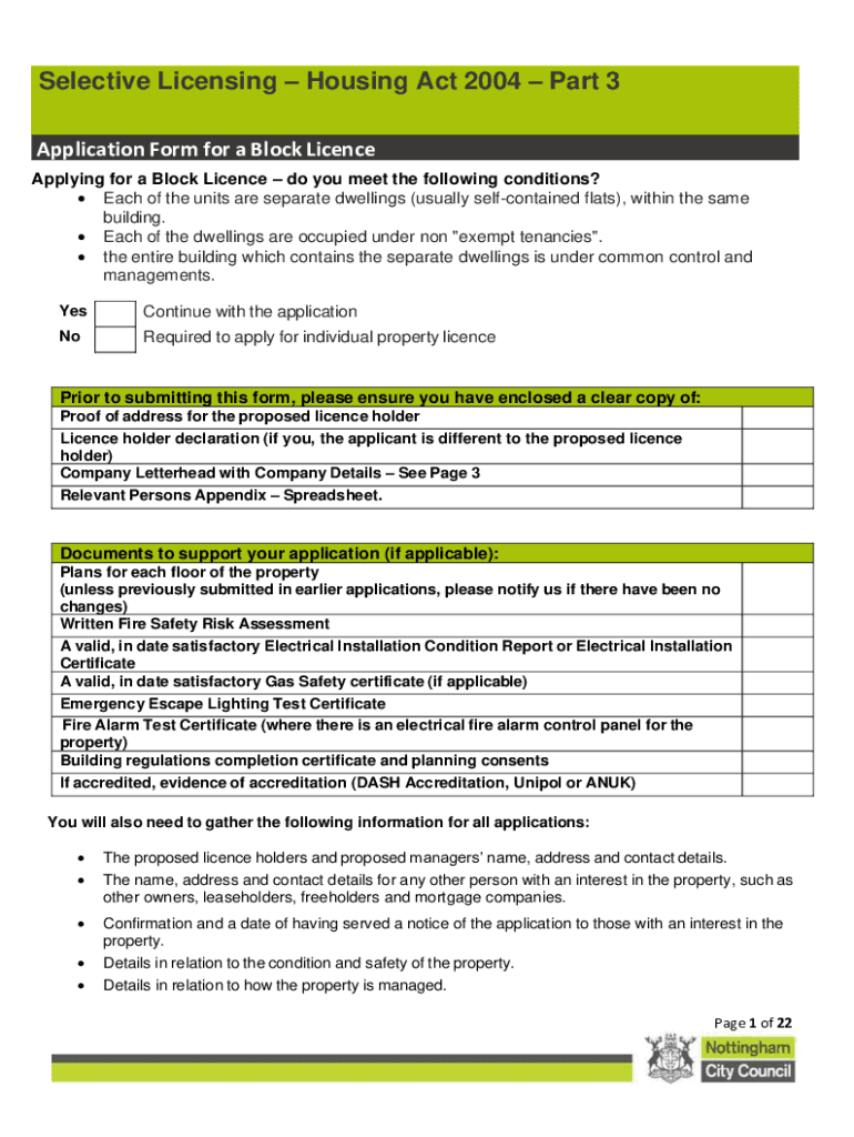 Fillable Online Application Form for a Block Licence Selective ...