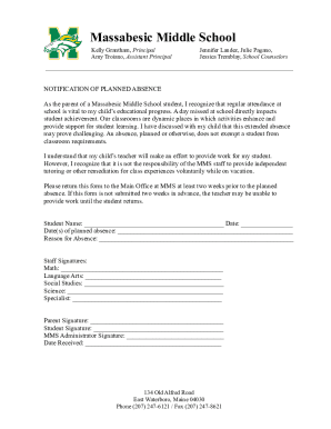 Fillable Online MMS Planned Absence Form Fax Email Print - pdfFiller