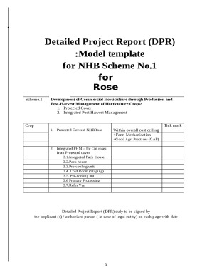 (PDF) Detailed Project Report (DPR) Model Template for NHB Doc Template | pdfFiller
