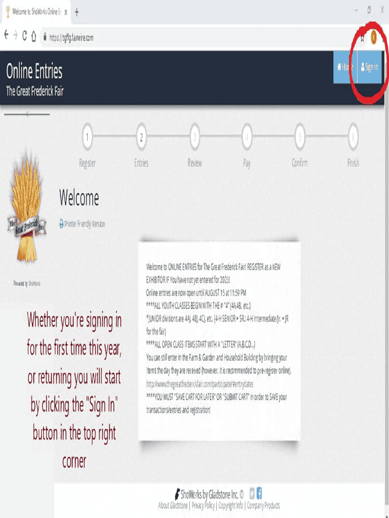 Fillable Online ShoWorks Online Entries - Fair Management Software Fax ...