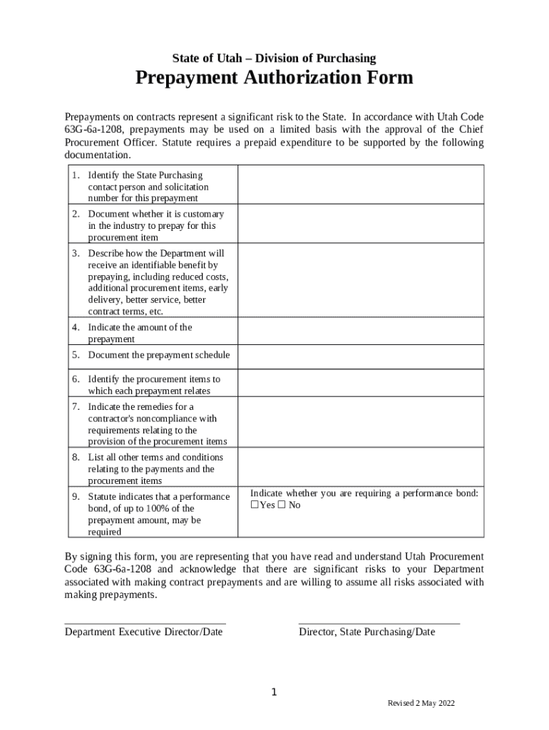 Division of Purchasing Prepayment Authorization - purchasing utah Doc ...