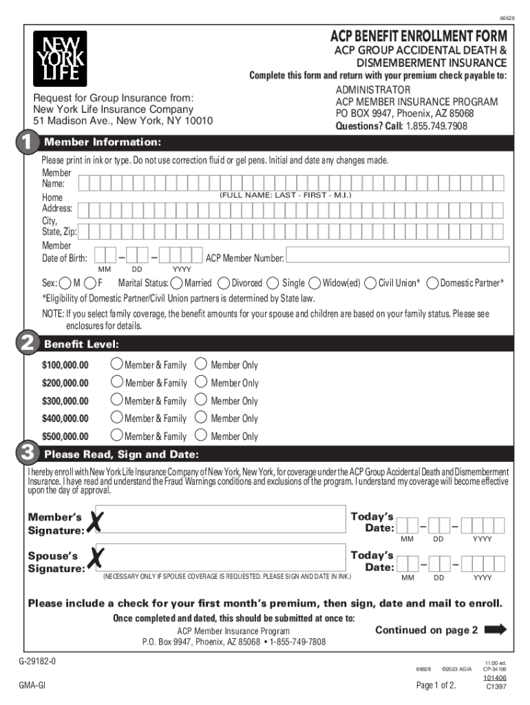 Fillable Online acp benefit enrollment form Fax Email Print - pdfFiller