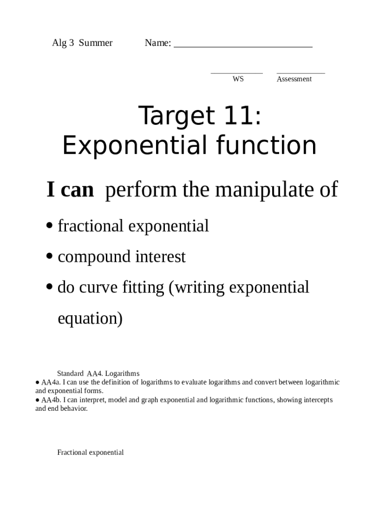 Applications Of Exponential And Logarithmic Functions Doc Template