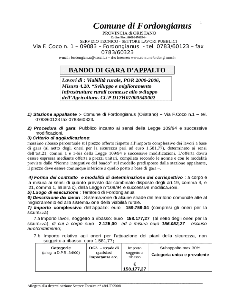 SCHEMA Di BANDO Di GARA PER PUBBLICO INCANTO CON IL CRITERIO DE Doc ...