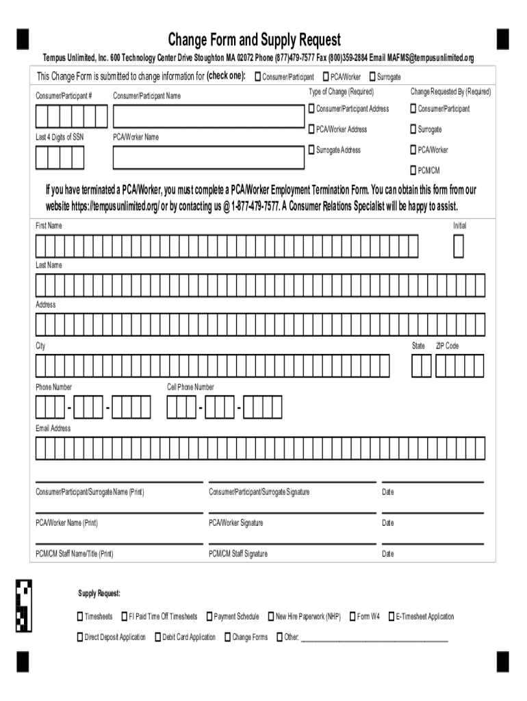 Fillable Online Direct Care Worker (DCW) Information Change Form Fax ...