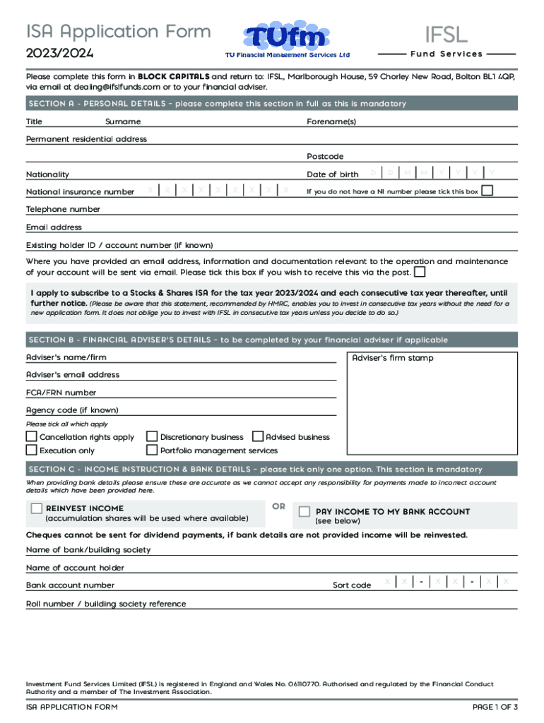Fillable Online JISA Application Form 2023/24 Fax Email Print - pdfFiller
