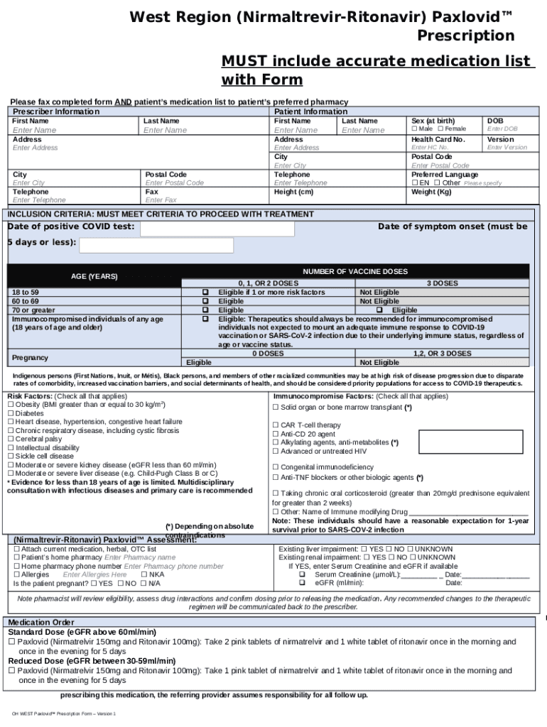 Instructions on Prescribing Paxlovid and Lagevrio for ... Doc Template ...