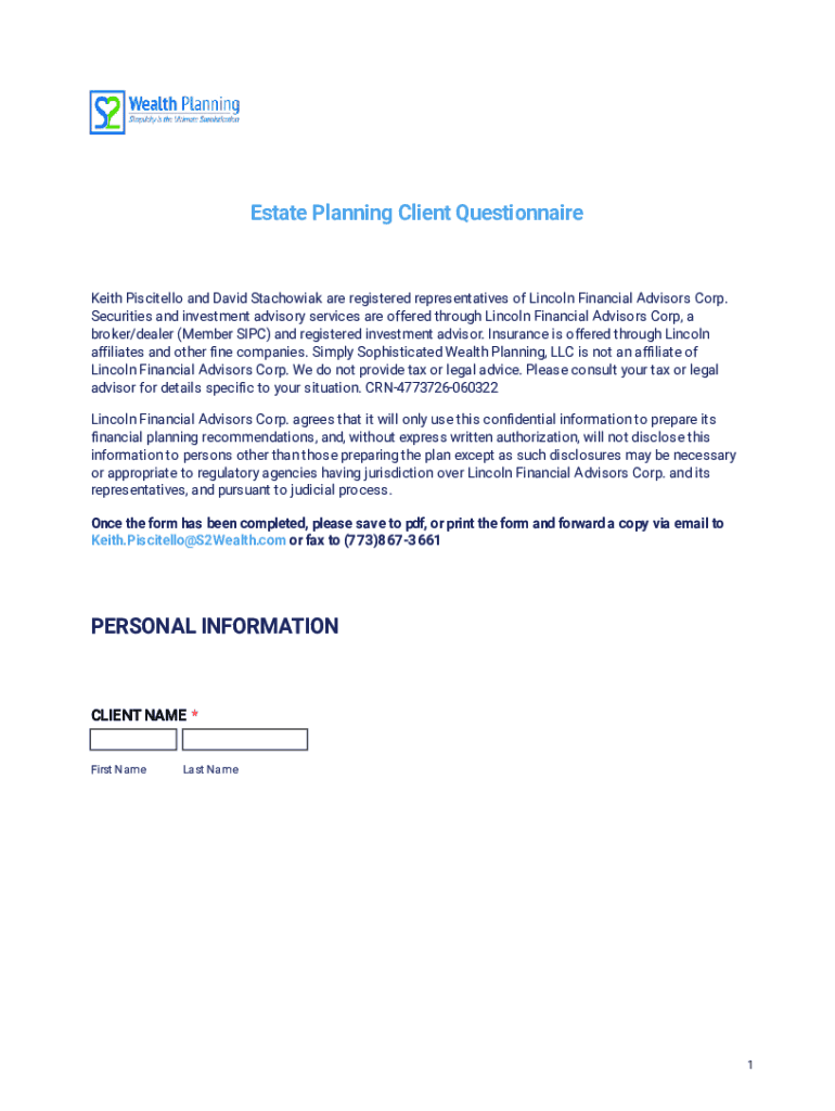 Fillable Online Estate Plan Client Questionnaire (2).pdf Fax Email ...