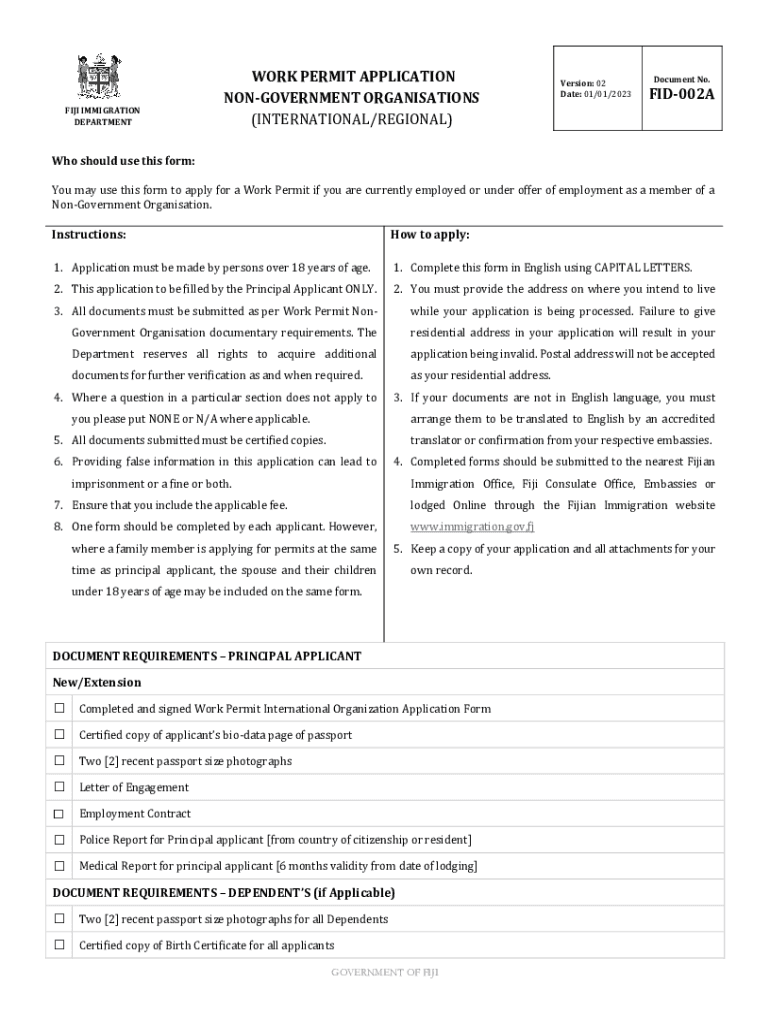 Fillable Online immigration gov work permit application non-government ...