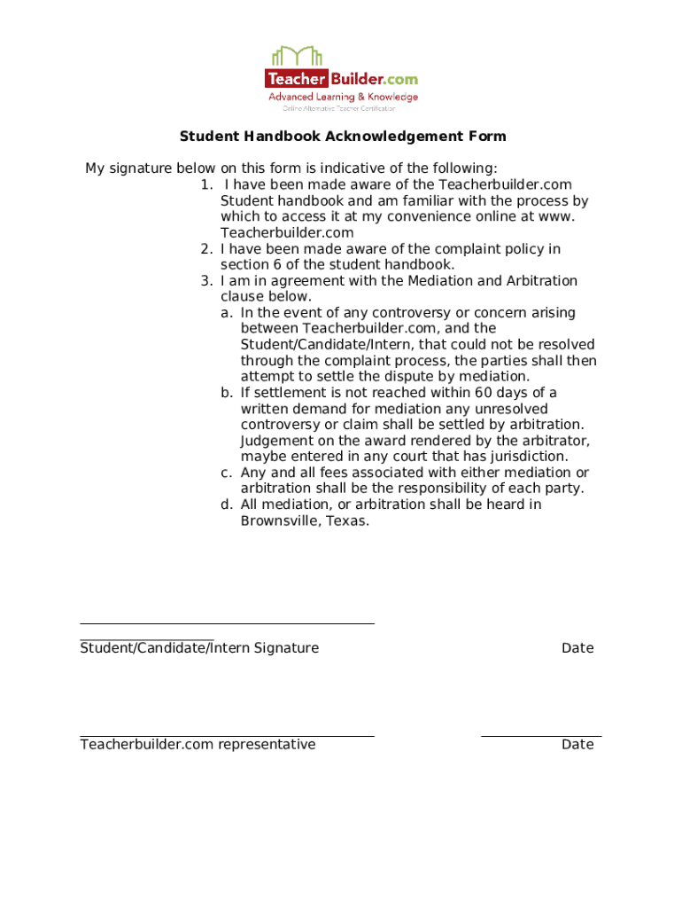 Student-Handbook-Acknowledgement-- ... Doc Template | pdfFiller
