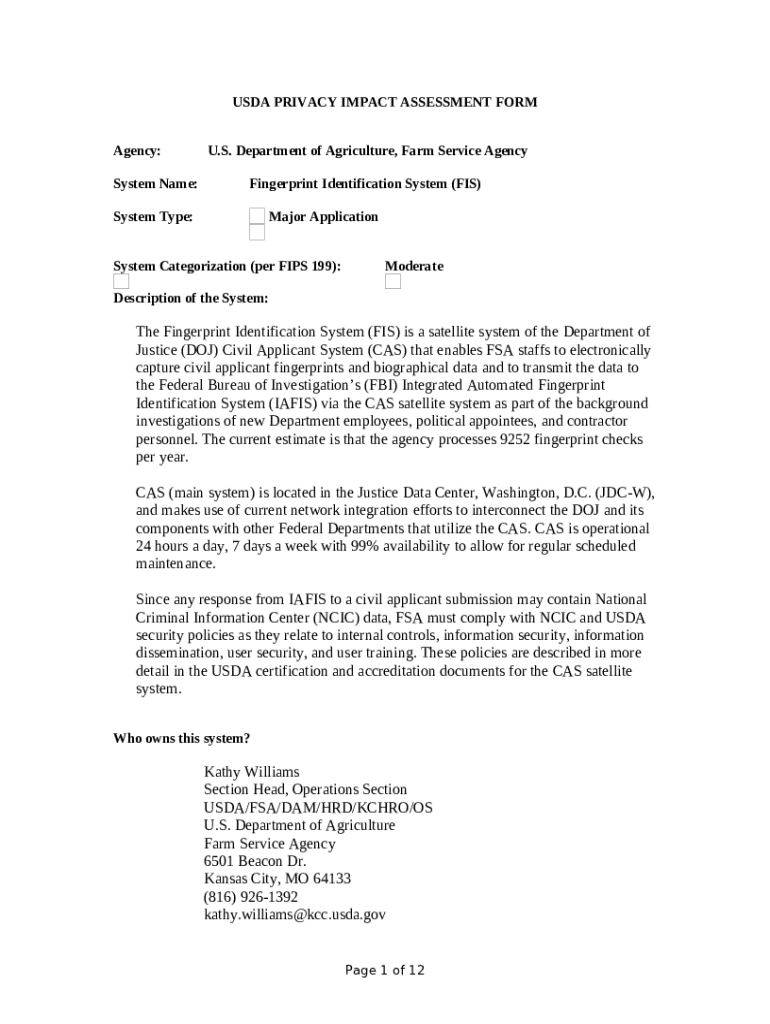Privacy Impact Assessment (PIA) Farm Service Agency Doc Template ...