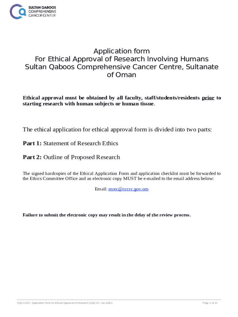 Application For Ethical Approval of Research ... Doc Template | pdfFiller