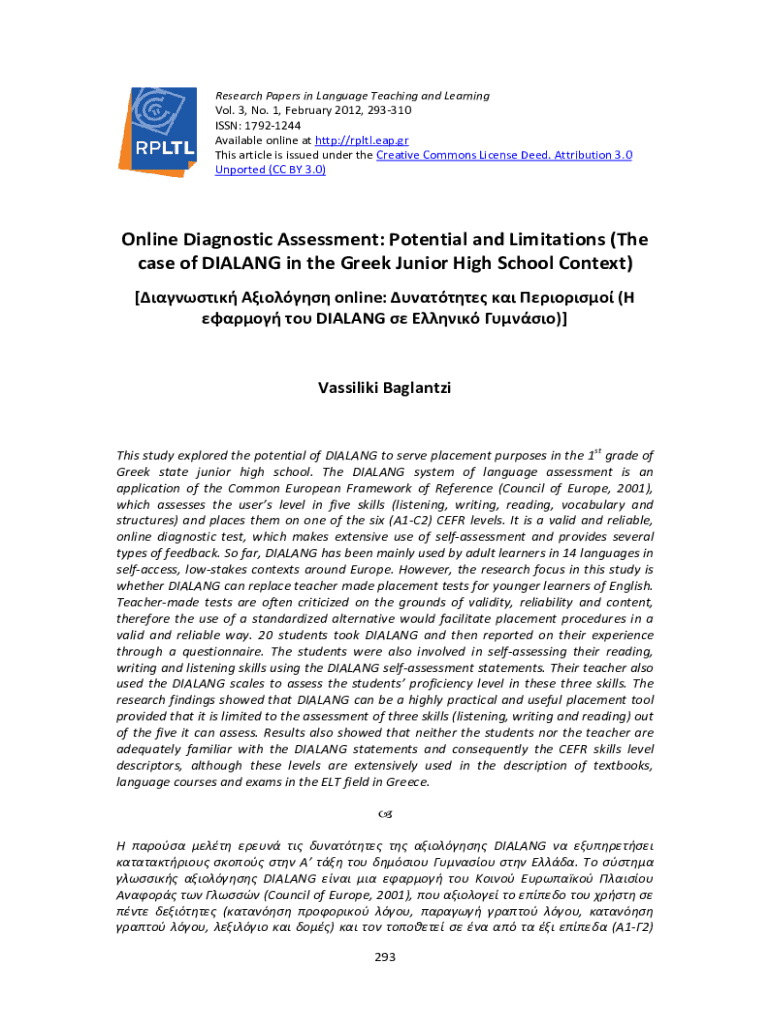 Fillable Online Online Diagnostic Assessment Fax Email Print - pdfFiller