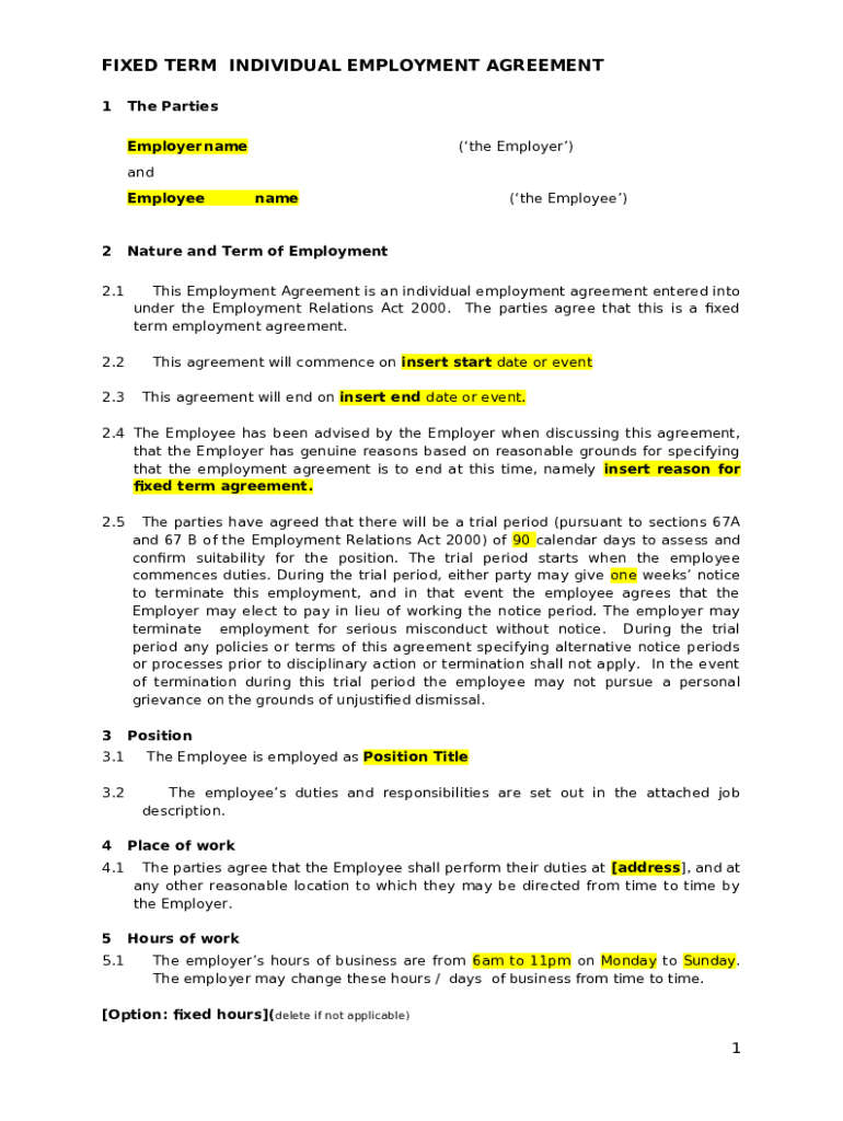 Fixed-Term Employment Contracts: Pros + Cons for ... Doc Template ...