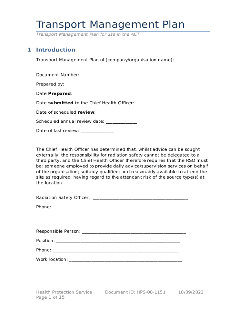 Transportation Management Plan Project Level Guidance ... Doc Template ...