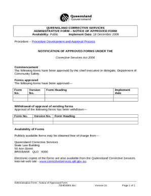 Administrative - Notice of Approved - Version 01. Procedure Development ...