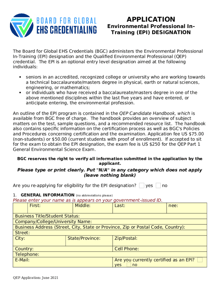 EPI Application Doc Template | pdfFiller