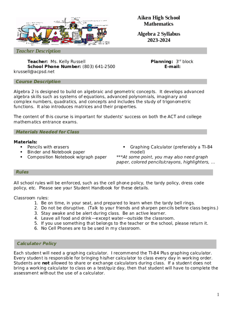 High Schools / Course Catalog Doc Template | pdfFiller