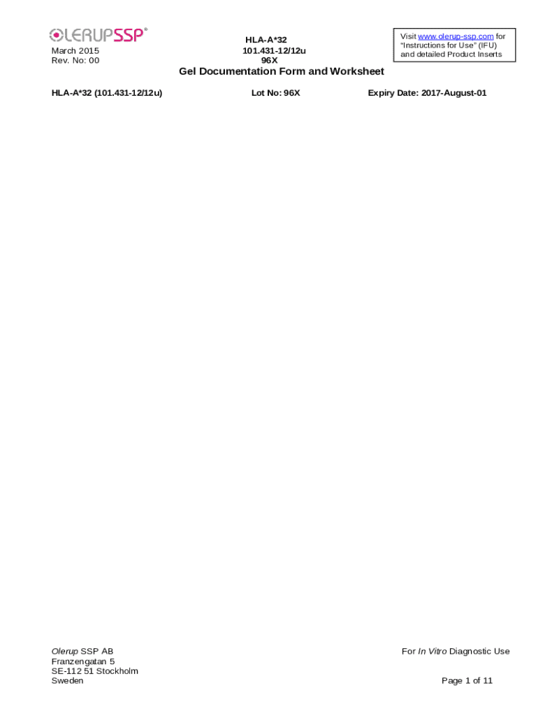 Gel Documentation B*35 SSP UniTray Doc Template | pdfFiller