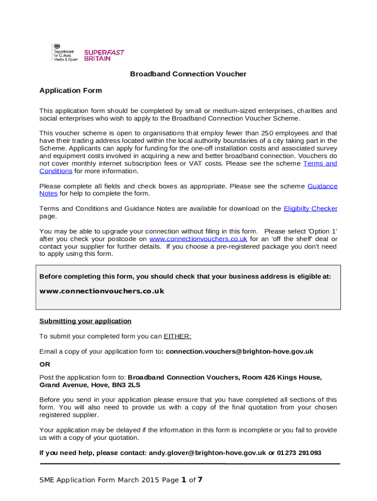 Broadband Connection Voucher Application This ... Doc Template | pdfFiller