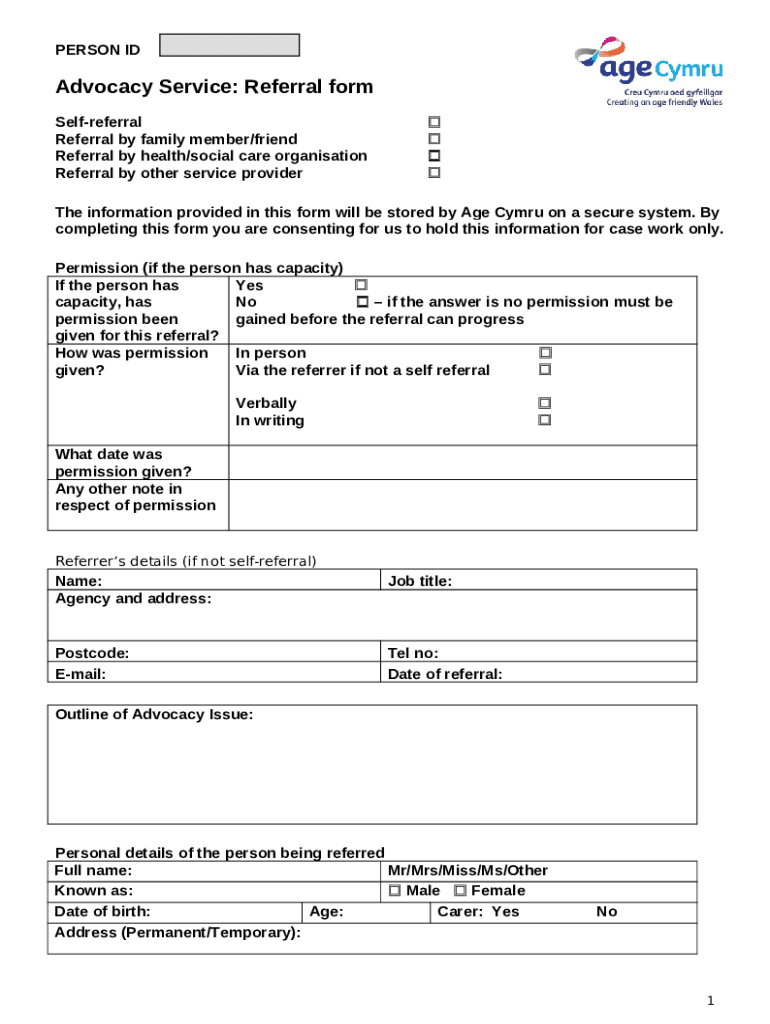 Advocacy Service: Referral Doc Template | pdfFiller