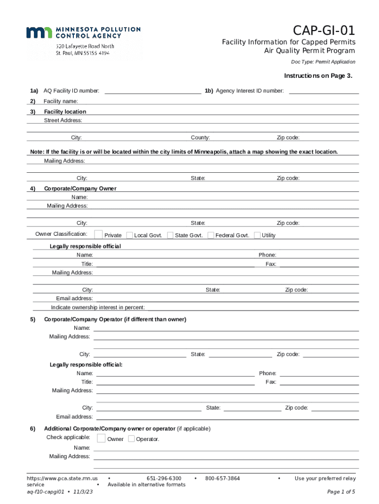CAP-GI-01 Facility Ination for Capped Permits - Air Quality Permit ...