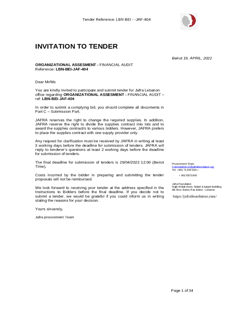 Invitation to tender for the audit of the financial statements ... Doc ...