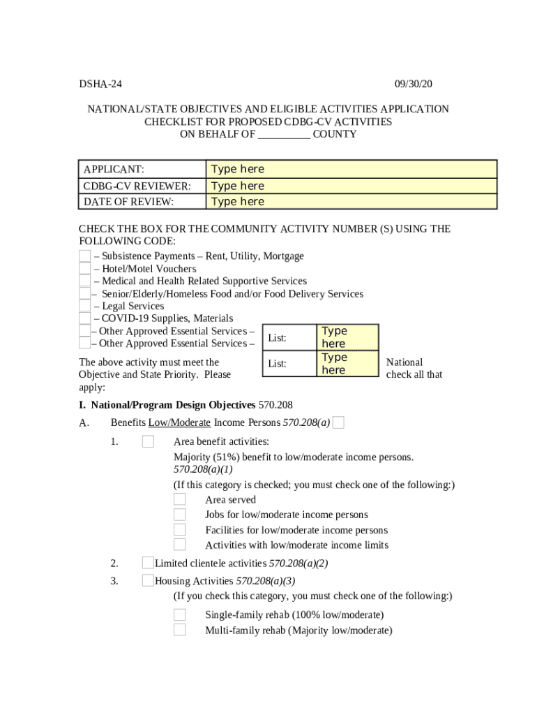 CDBG Guide to National Objectives and Eligible Activities Doc Template | pdfFiller