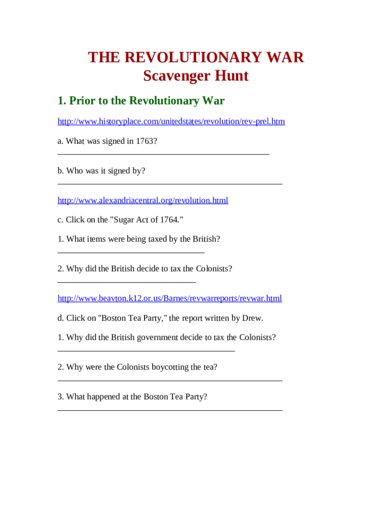 Jordan Harris - american revolution scavenger hunt update ... Doc ...